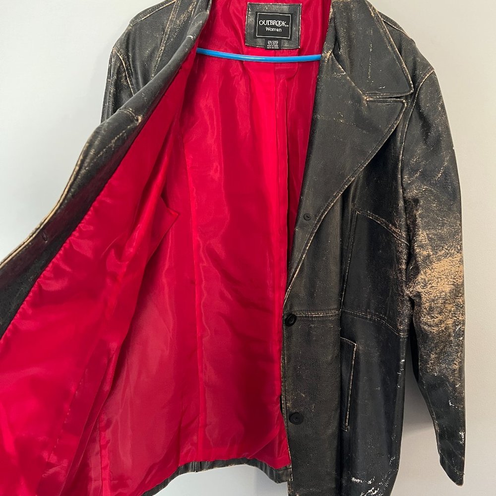 Outbrook Woman Distressed Faux Leather Jacket/Coat 2x - Gem